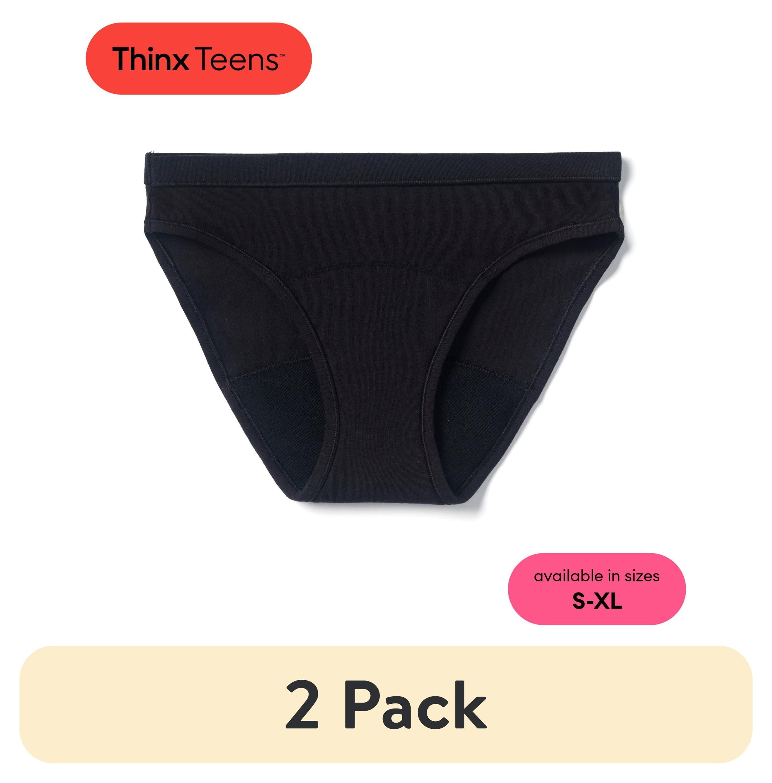 (2 pack) Thinx Teens Cotton Bikini Leakproof Period Underwear, Size 15/16, Black - Walmart.com