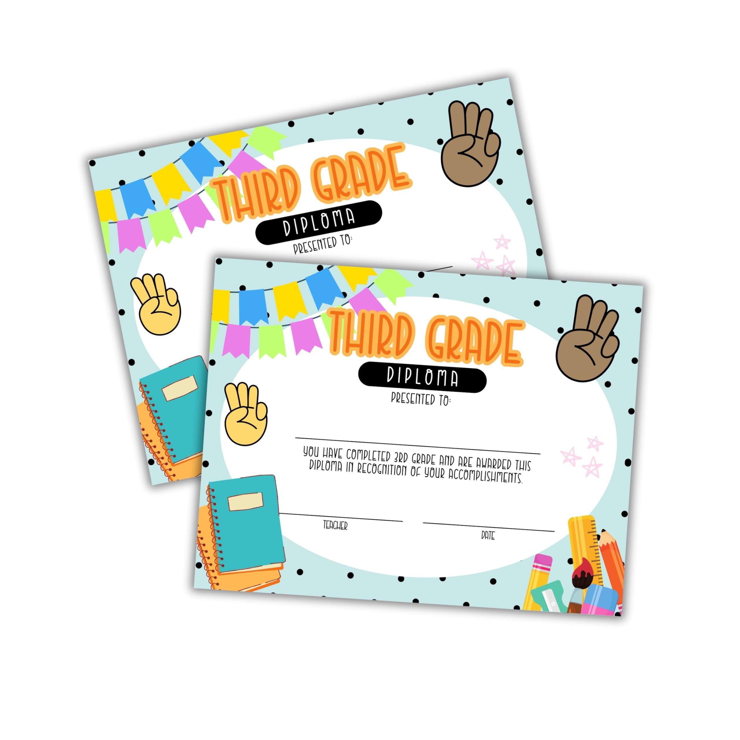 Third Grade Diploma Graduation Certificate 30pk 8.5x11 Superlatives ...