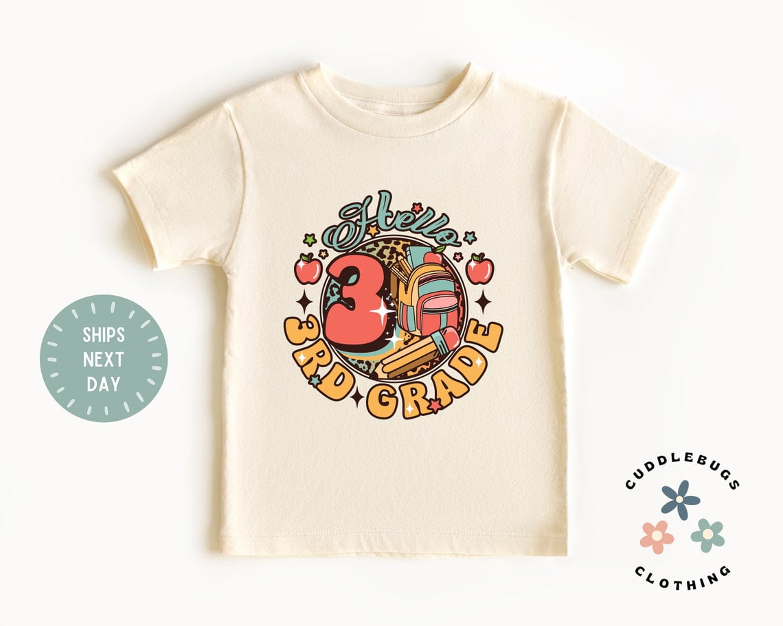 Third Grade Shirt - First Day Of Third Grade School Tee - Hello 3Rd ...