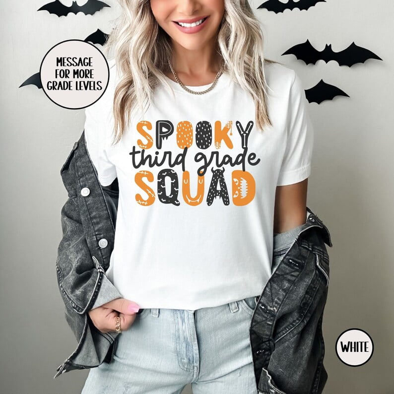 Third Grade Spooky Squad Shirt Halloween Teacher Tee Cute 3rd Grade Matching Fall Gift - Walmart.com