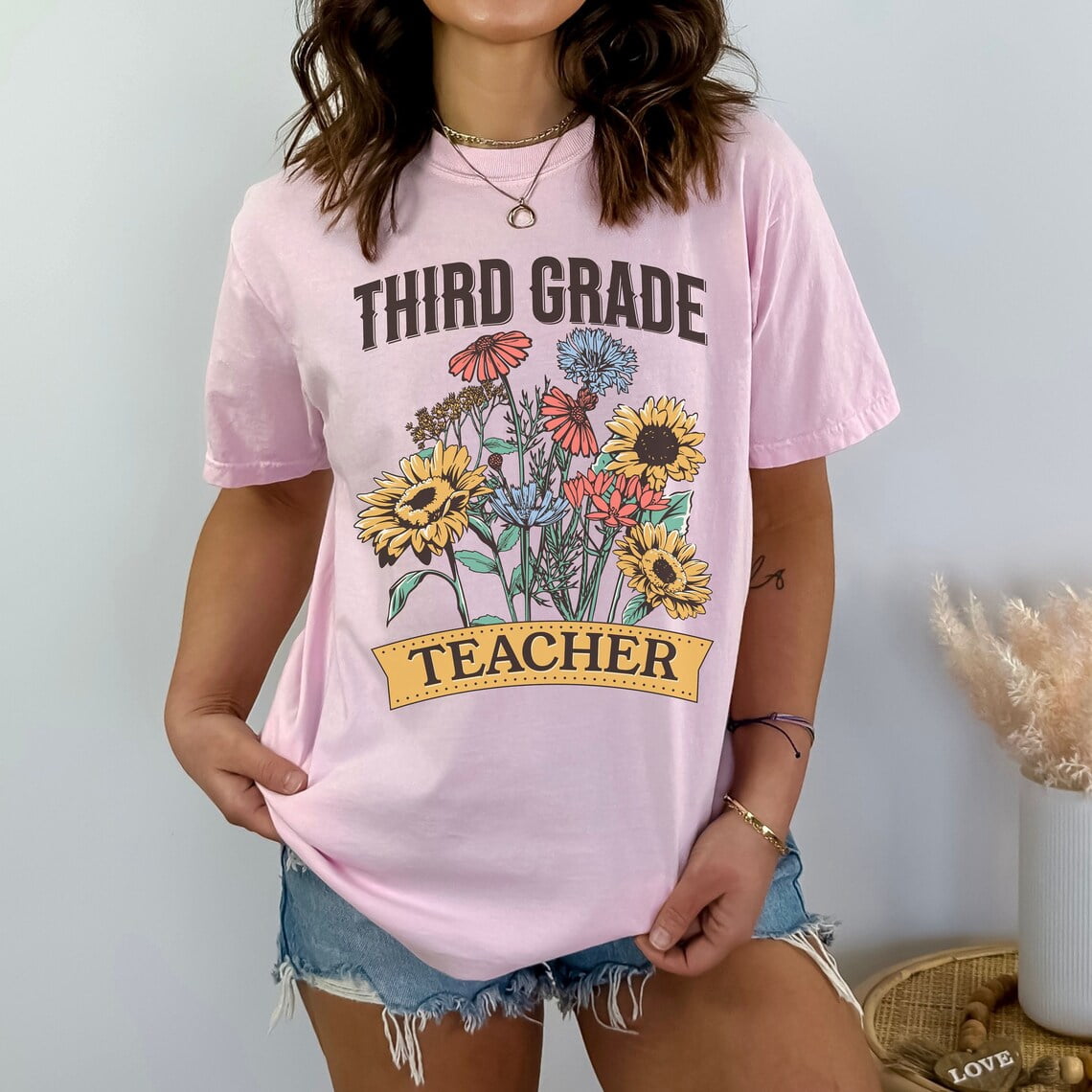 Third Grade Teacher Shirt, Vintage Teacher Shirt, Floral Teacher Shirt ...