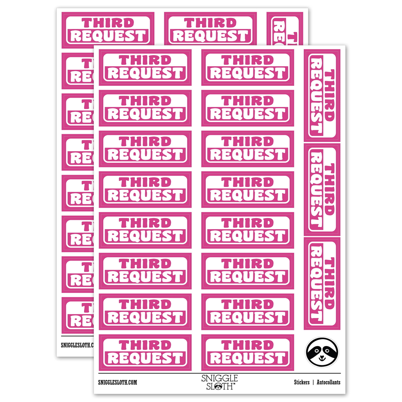Third Request Payment Billing Sticker Set - Hot Pink - Gloss Finish - 2 ...
