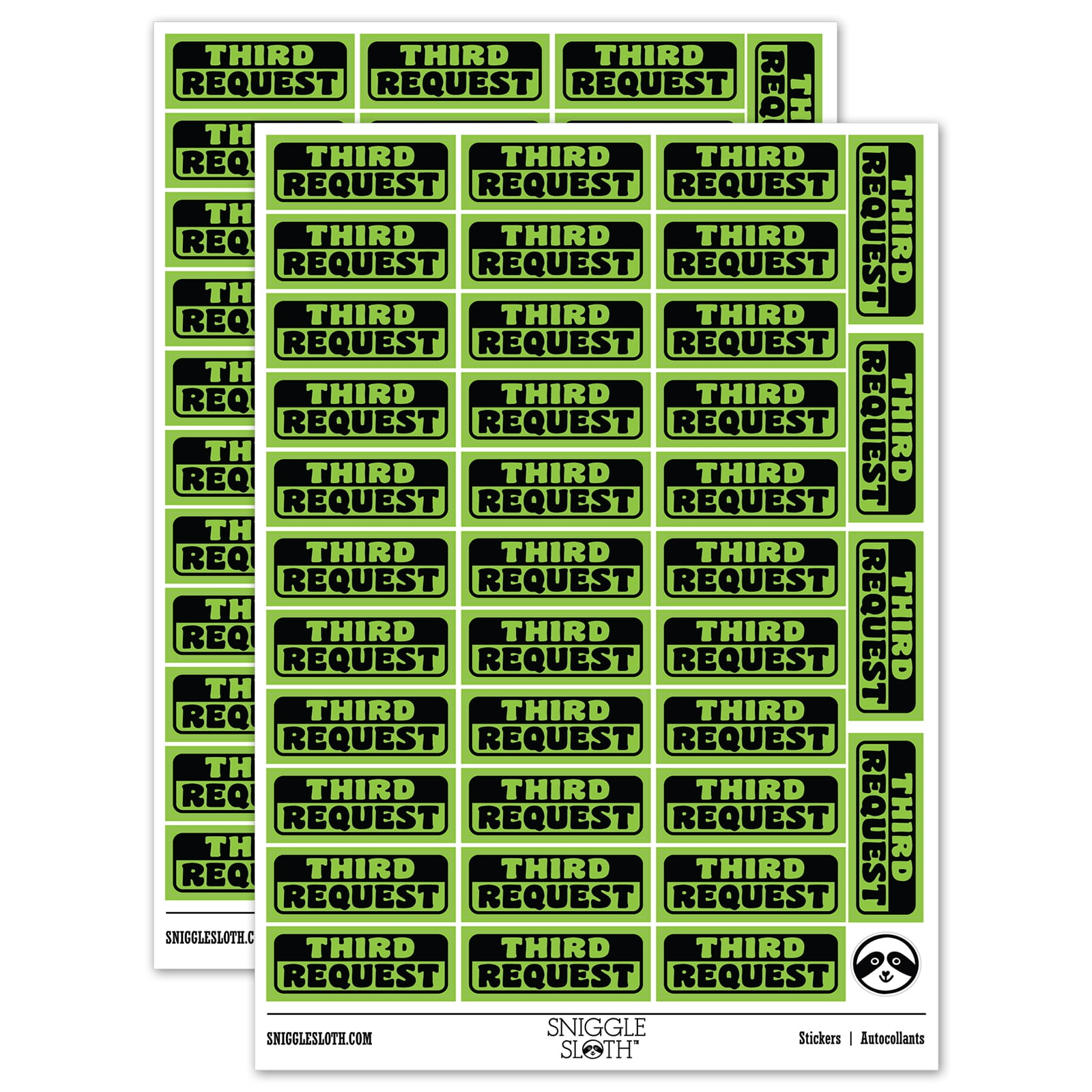 Third Request Payment Billing Sticker Set - Light Green - Gloss Finish ...