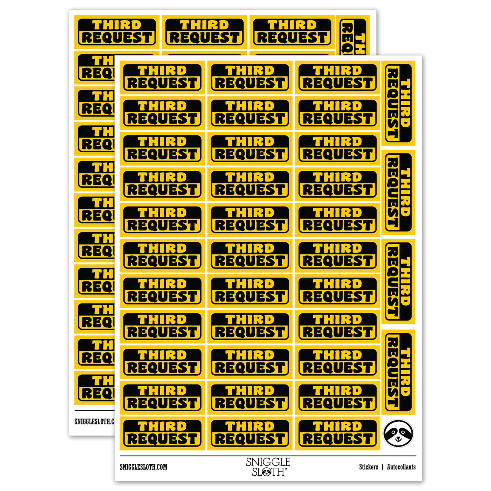 Third Request Payment Billing Sticker Set - Yellow - Gloss Finish - 1.5 ...