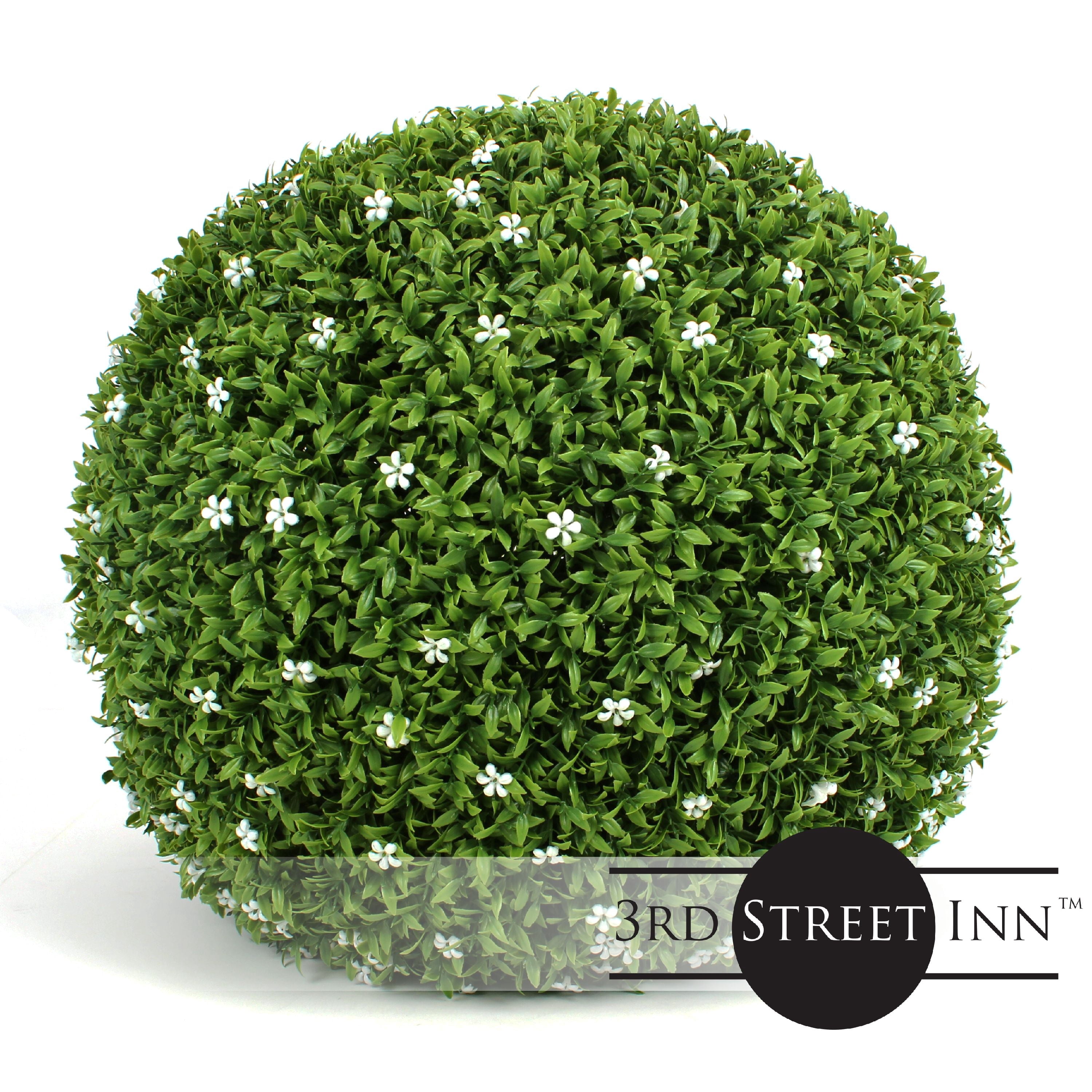 3rd Street Inn 19" Artificial XL White Flower Topiary Ball - 4 Pack ...