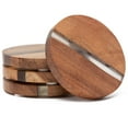 Thirstystone 4-Pack Acacia Wood Coasters with Decorative Resin Inlay ...