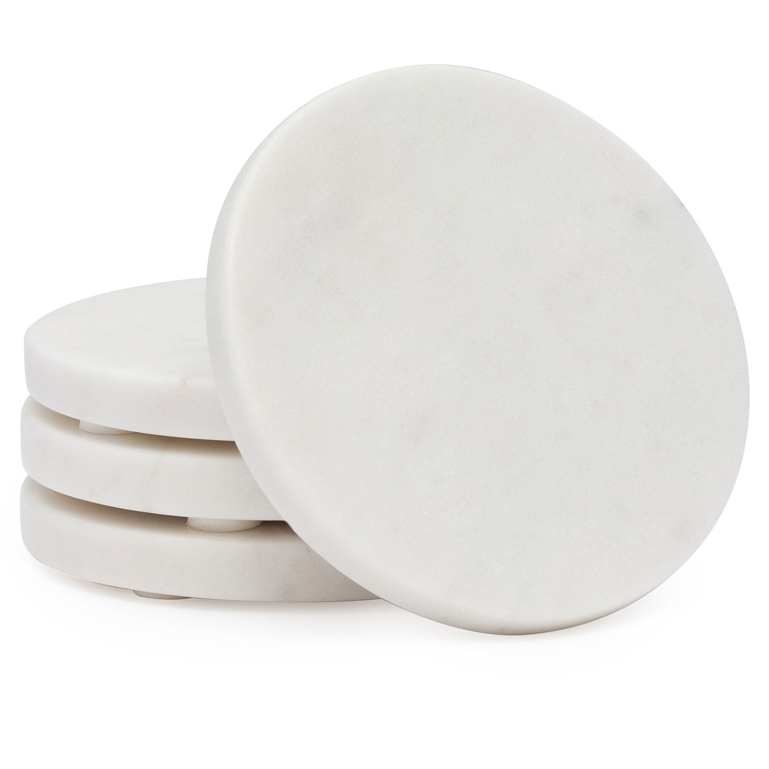 Thirstystone 4-Pack Natural White Marble Round Coasters 4.5" Diameter ...