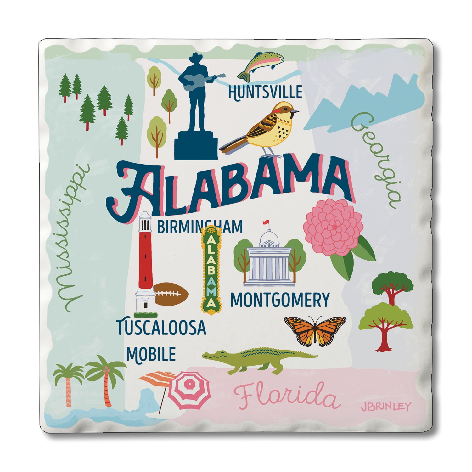 Thirstystone "Alabama Attractions" 4-Pack Tumbled Tile Coasters ...