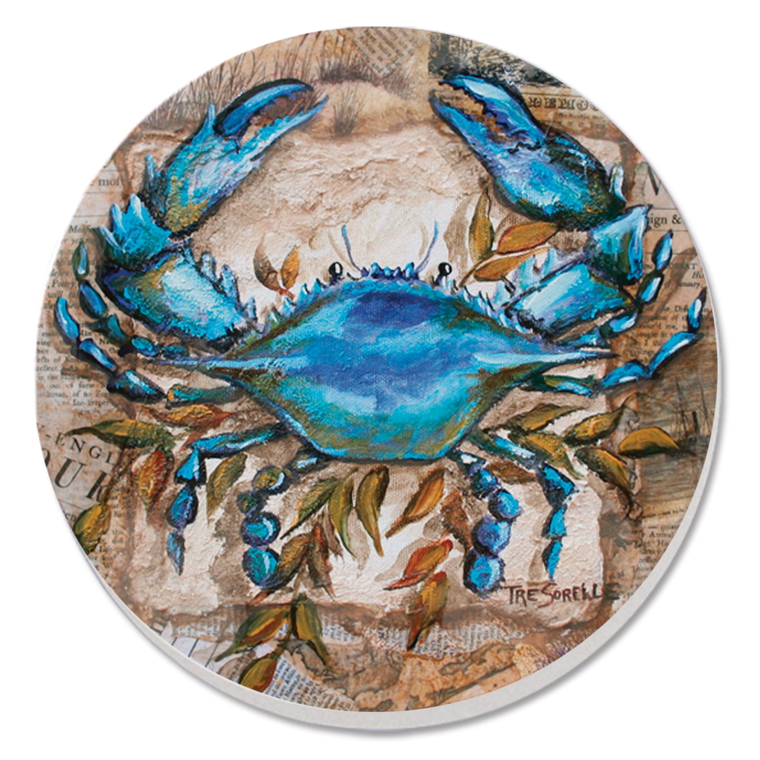 Thirstystone "Blue Crab" Round 4-Pack Absorbent Stone Coasters ...