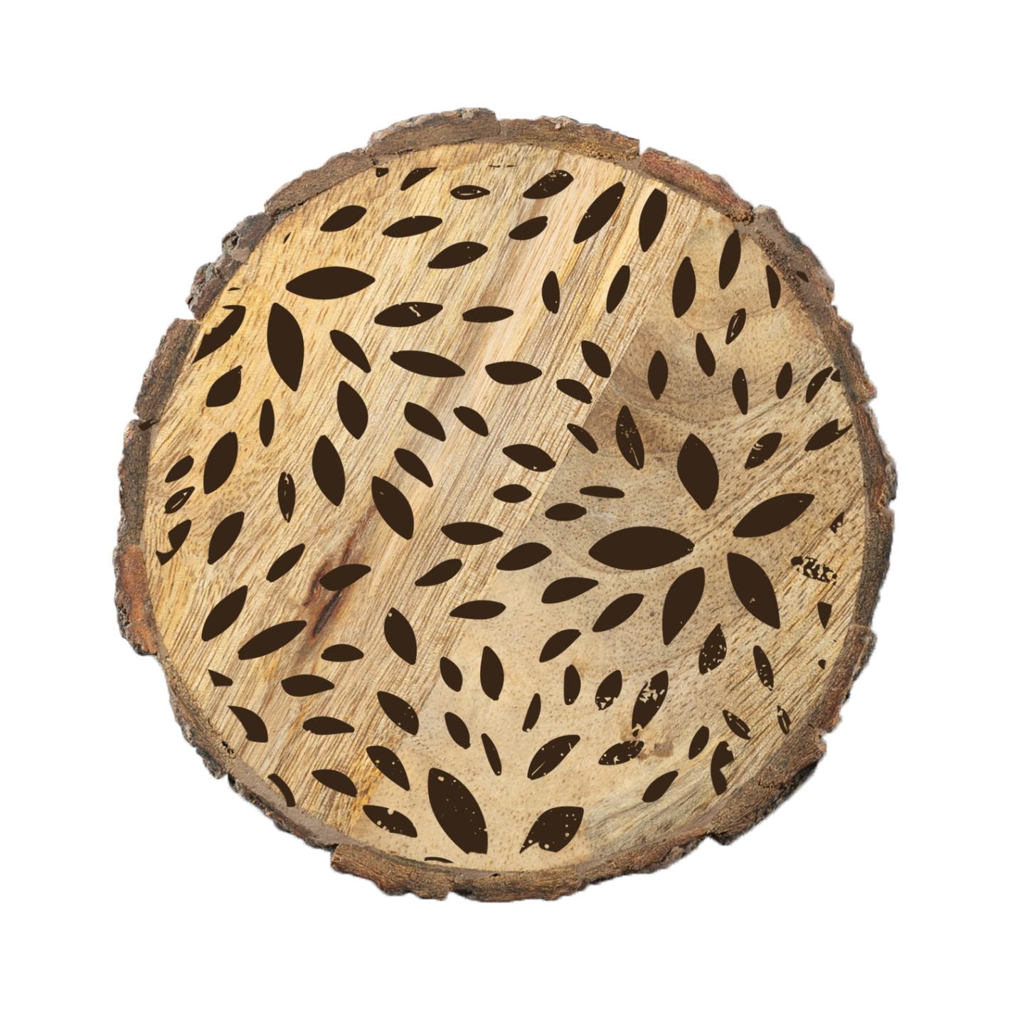 Thirstystone "Brown Floral" 4-Pack Mango Wood Bark Edge Coasters ...