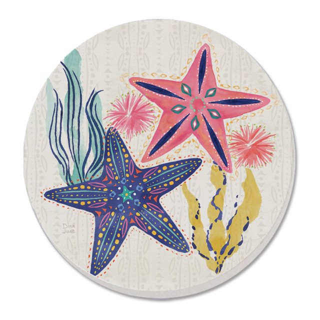 Thirstystone "Colorful Starfish" Single Round Stone Coaster - Walmart.com