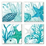 Thirstystone "Coral Life" 4-Pack Absorbent Tumbled Tile Coasters 4 ...