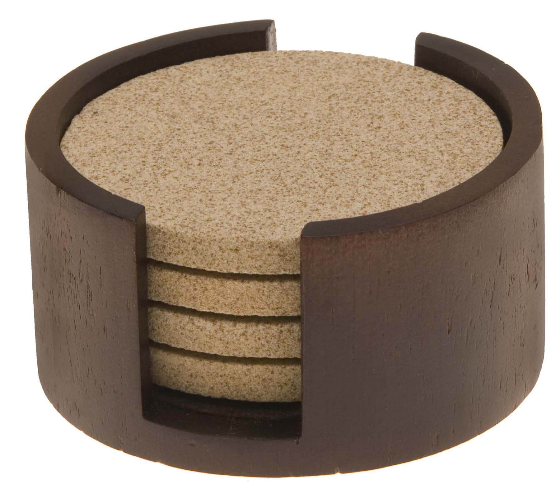 Thirstystone Dark Walnut Wood Coaster Holder 4.75â€ Diameter Holds 4â ...