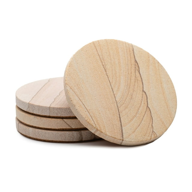 Thirstystone Drink Coasters Set, Natural Sandstone, 4-Pack - Walmart.com