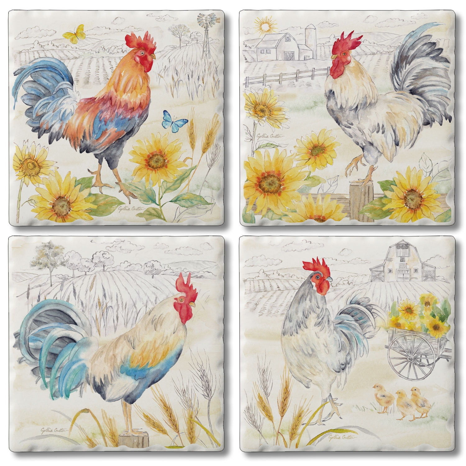 Thirstystone "Good Morning Sunshine" 4-Pack Tumbled Tile Coasters ...