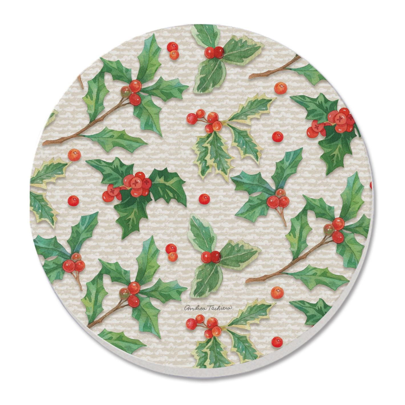 Thirstystone "Happy Holly" 4-Pack Round Stone Coasters - Walmart.com