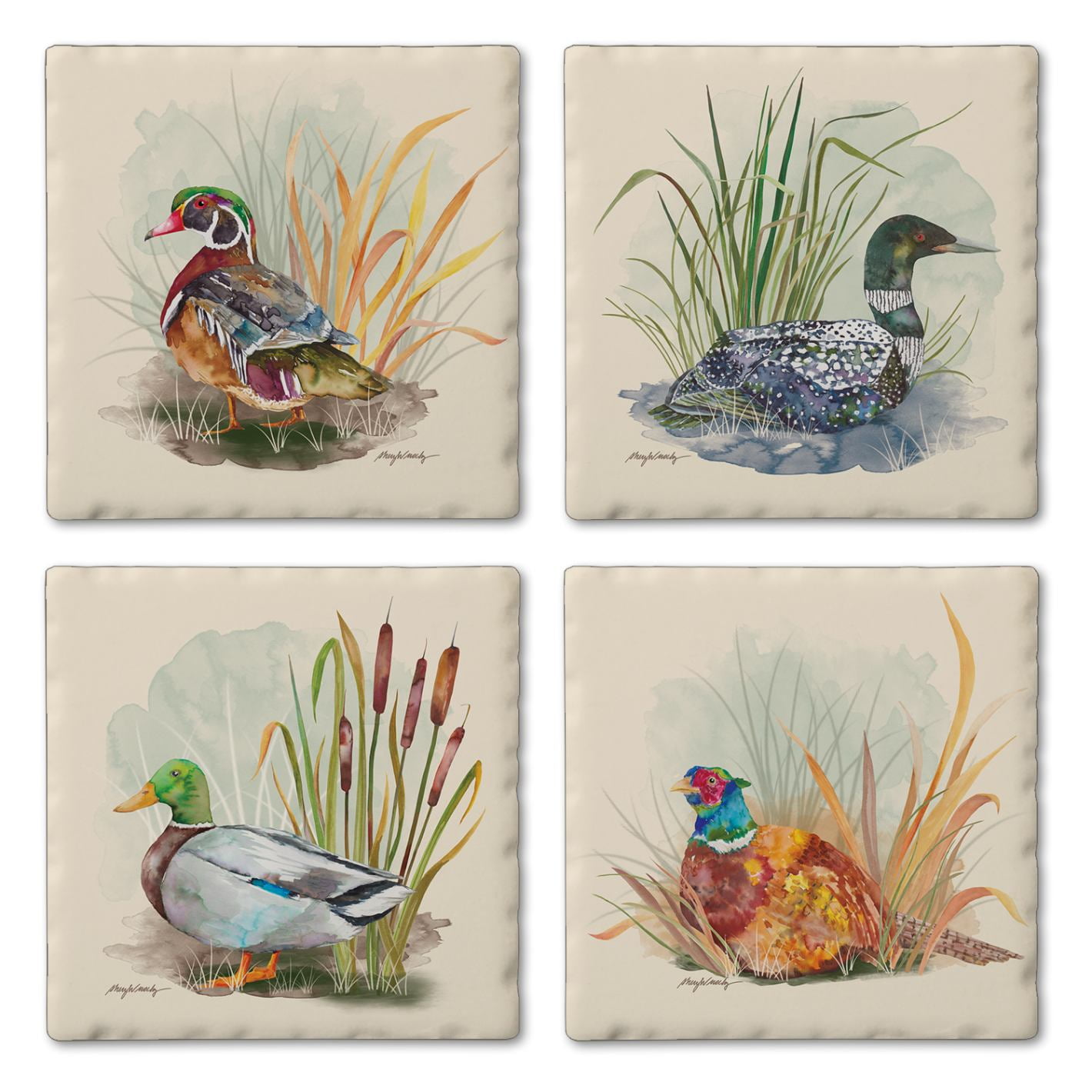 Thirstystone "Harvest Fowl" 4-Pack Assorted Tumbled Tile Coasters ...