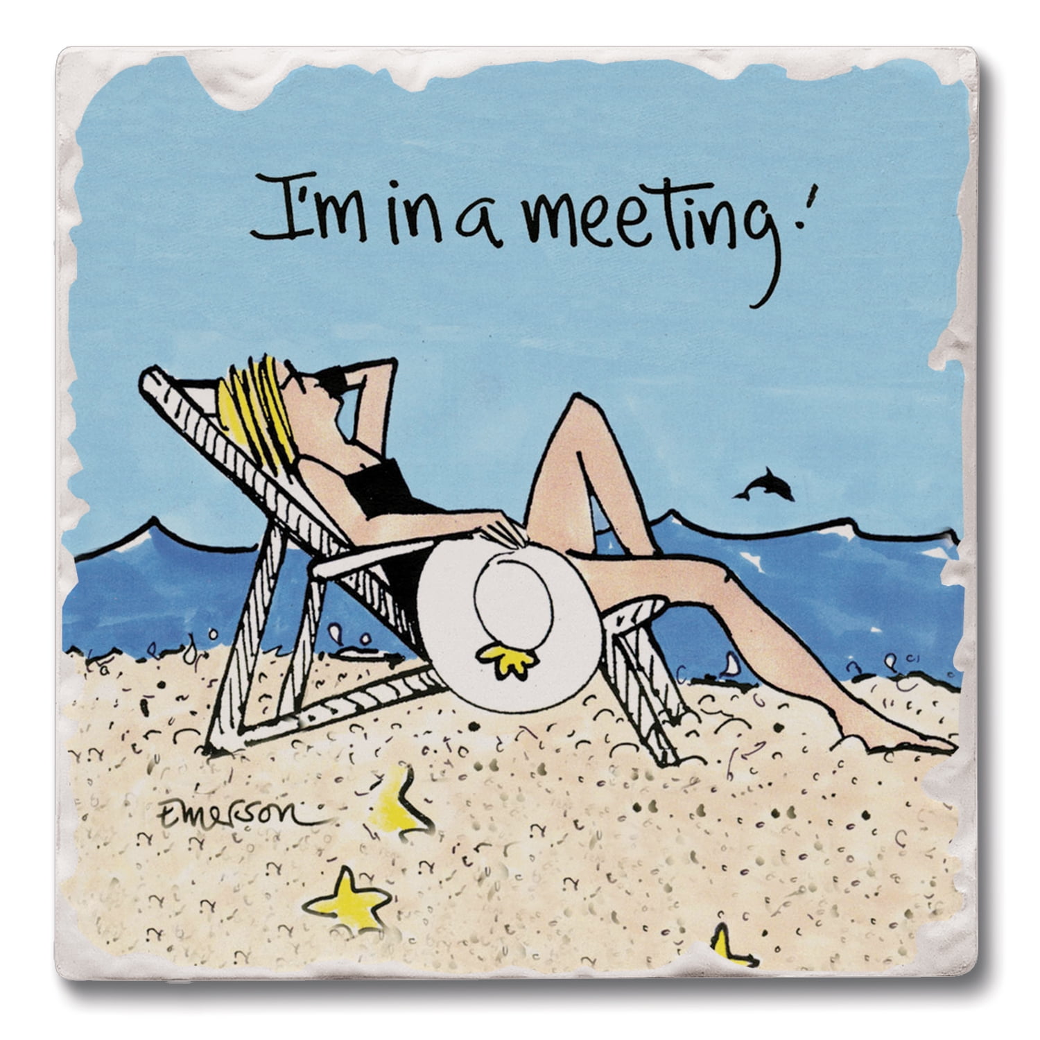 Thirstystone "I'm in a Meeting" 4-Pack Tumbled Tile Coasters - Walmart.com