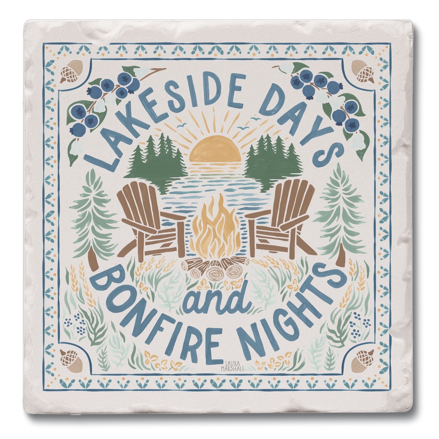 Thirstystone "Lake Days" Single Tumbled Tile Stone Coaster - Walmart.com
