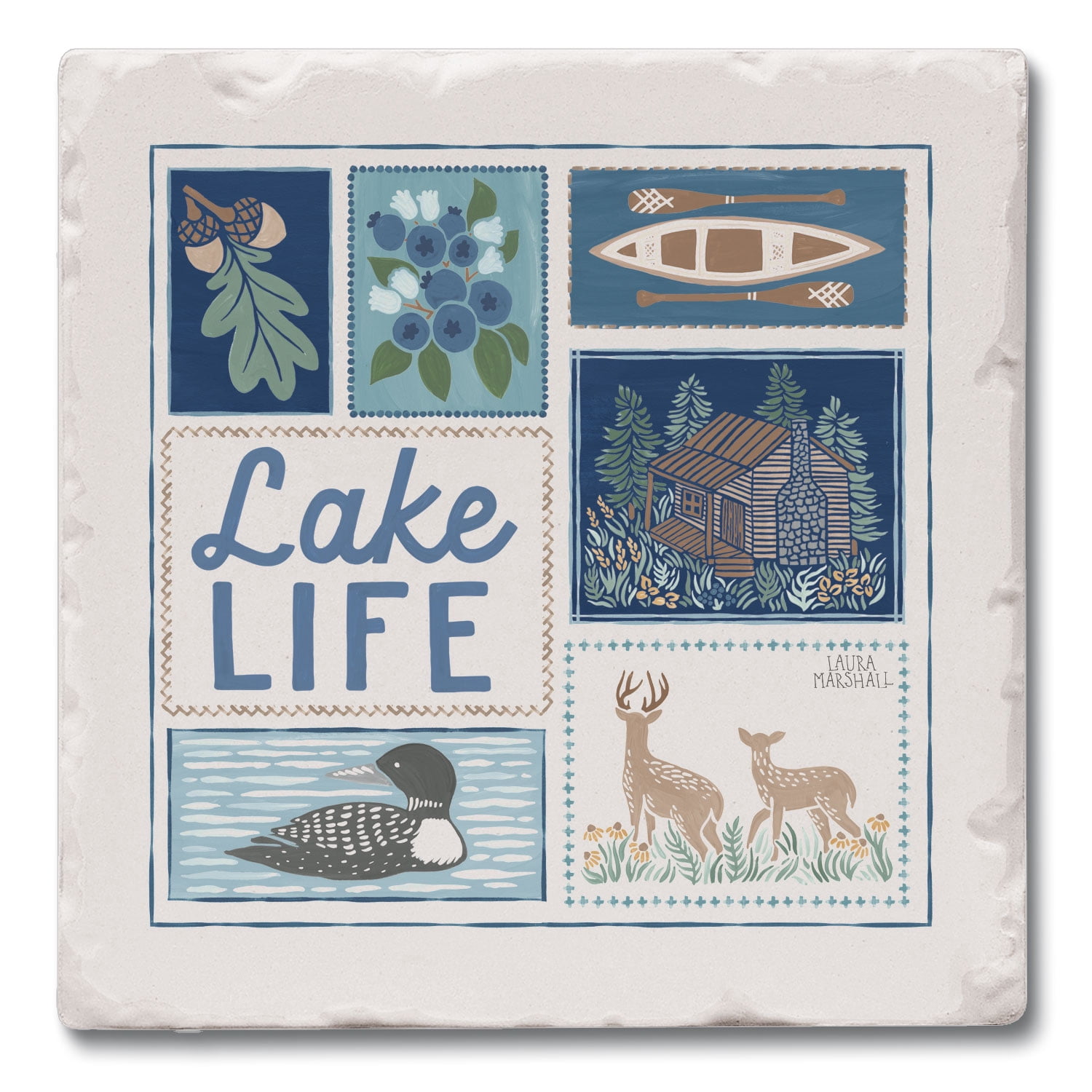 Thirstystone "Lake Life" Single Tumbled Tile Stone Coaster - Walmart.com