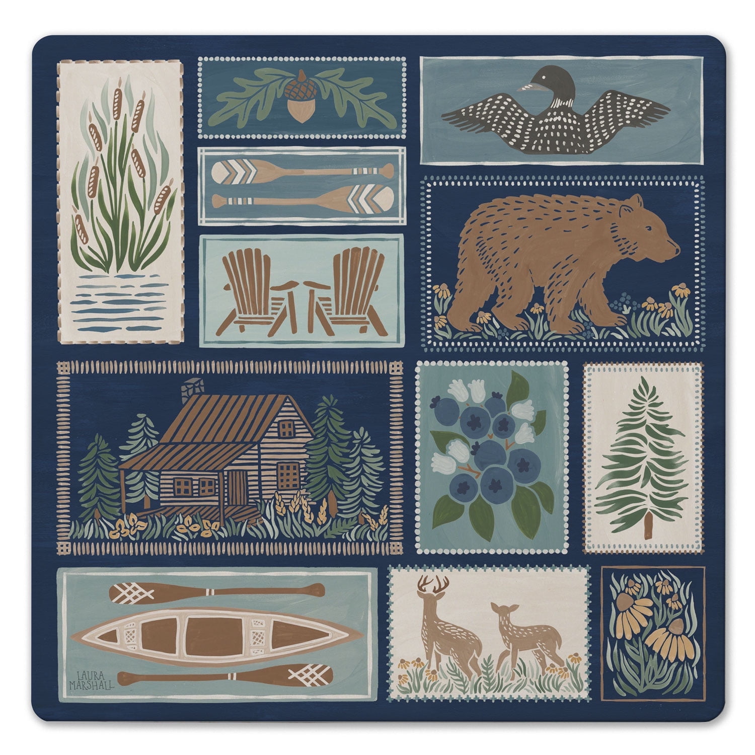 Thirstystone "Lakeside Days" Decorative Cork Backed Stone Trivet 8 ...