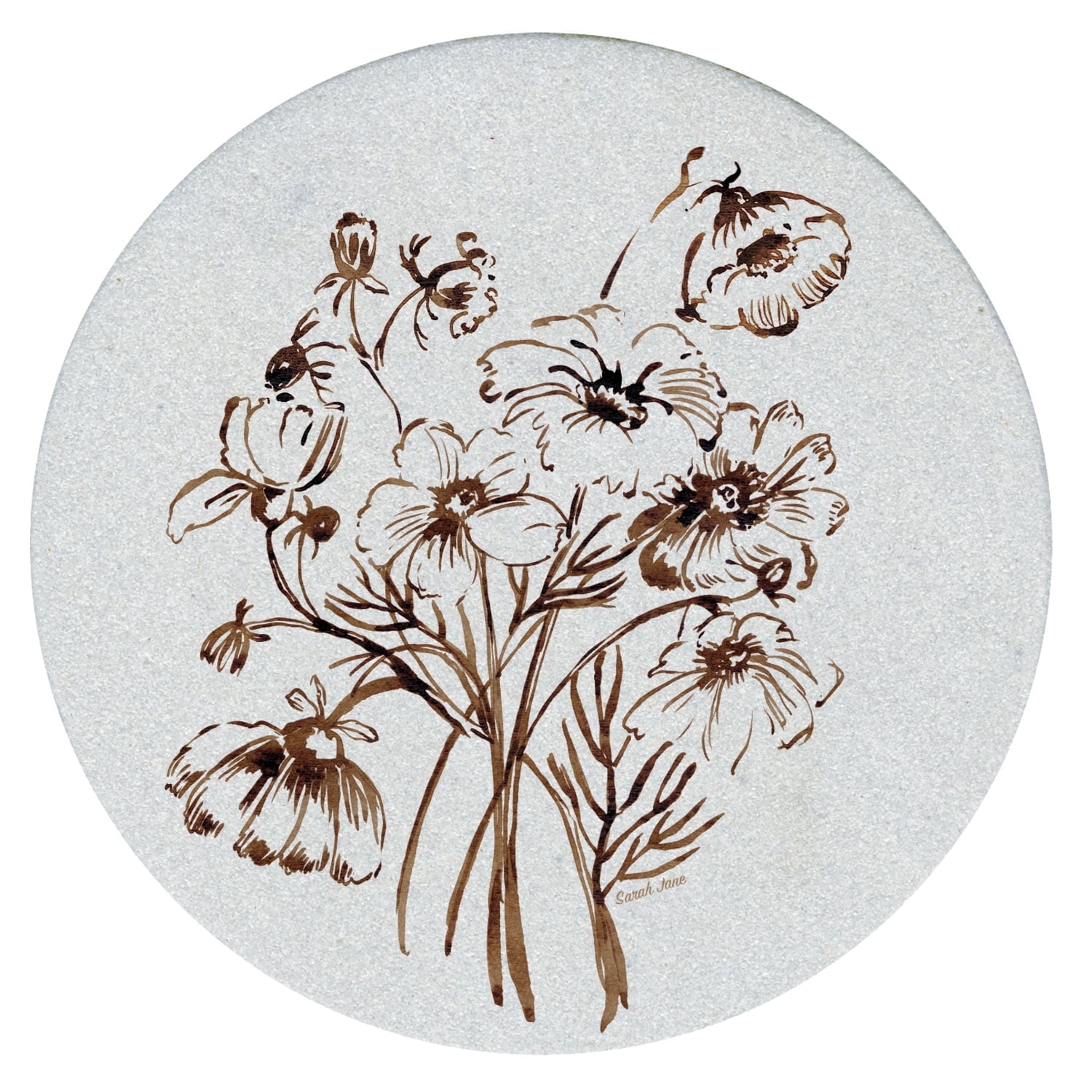 Thirstystone Laughing Floral Single Round Natural Sandstone Coaster ...