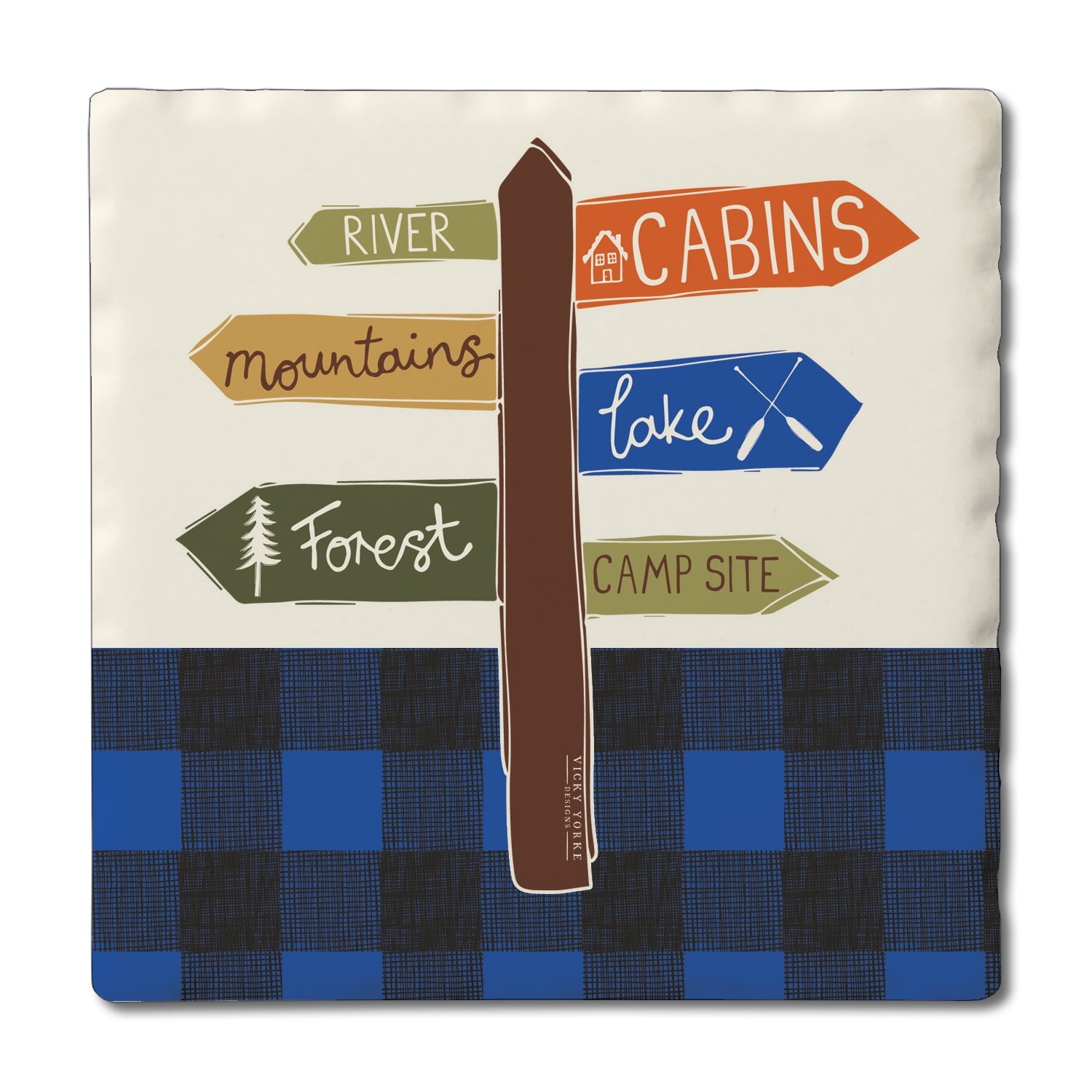 Thirstystone "Lodge Directions" Single Tumbled Tile Stone Coaster ...