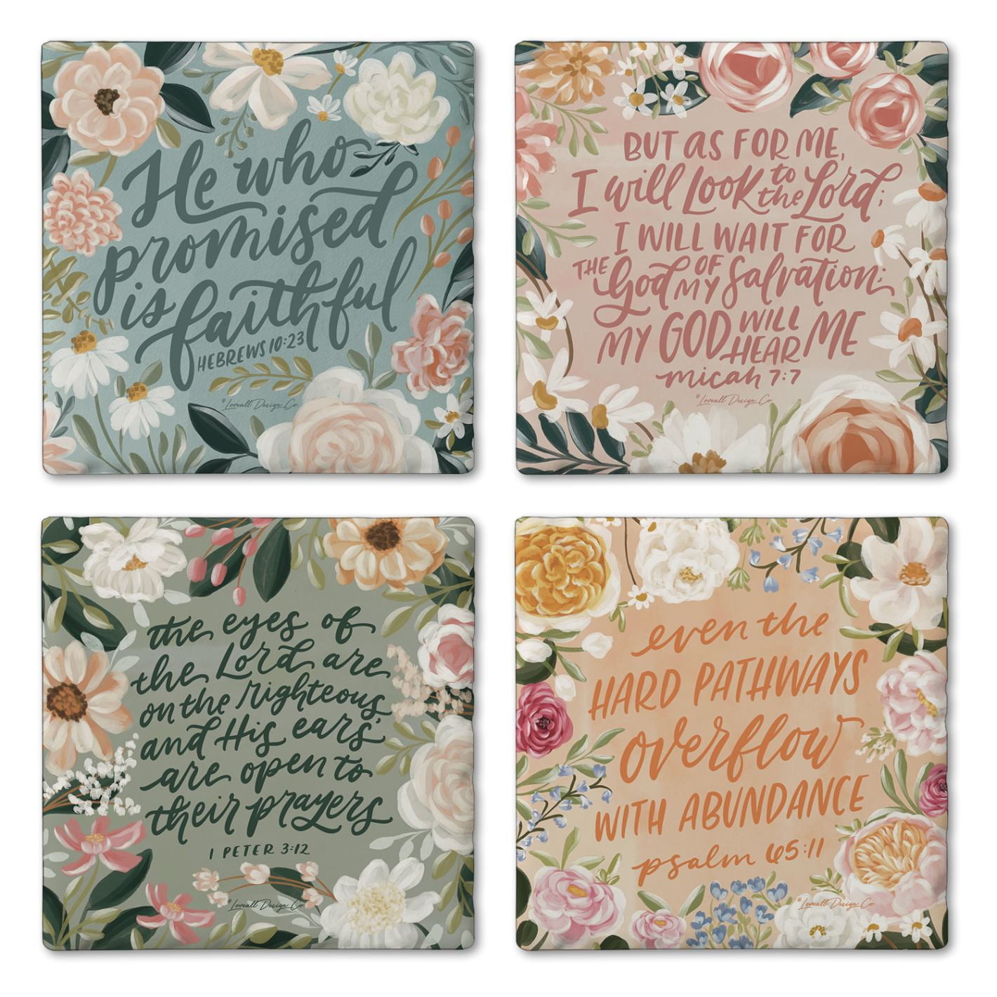 Thirstystone "Lovely Scripture" 4-Pack Assorted Tumbled Tile Coasters ...