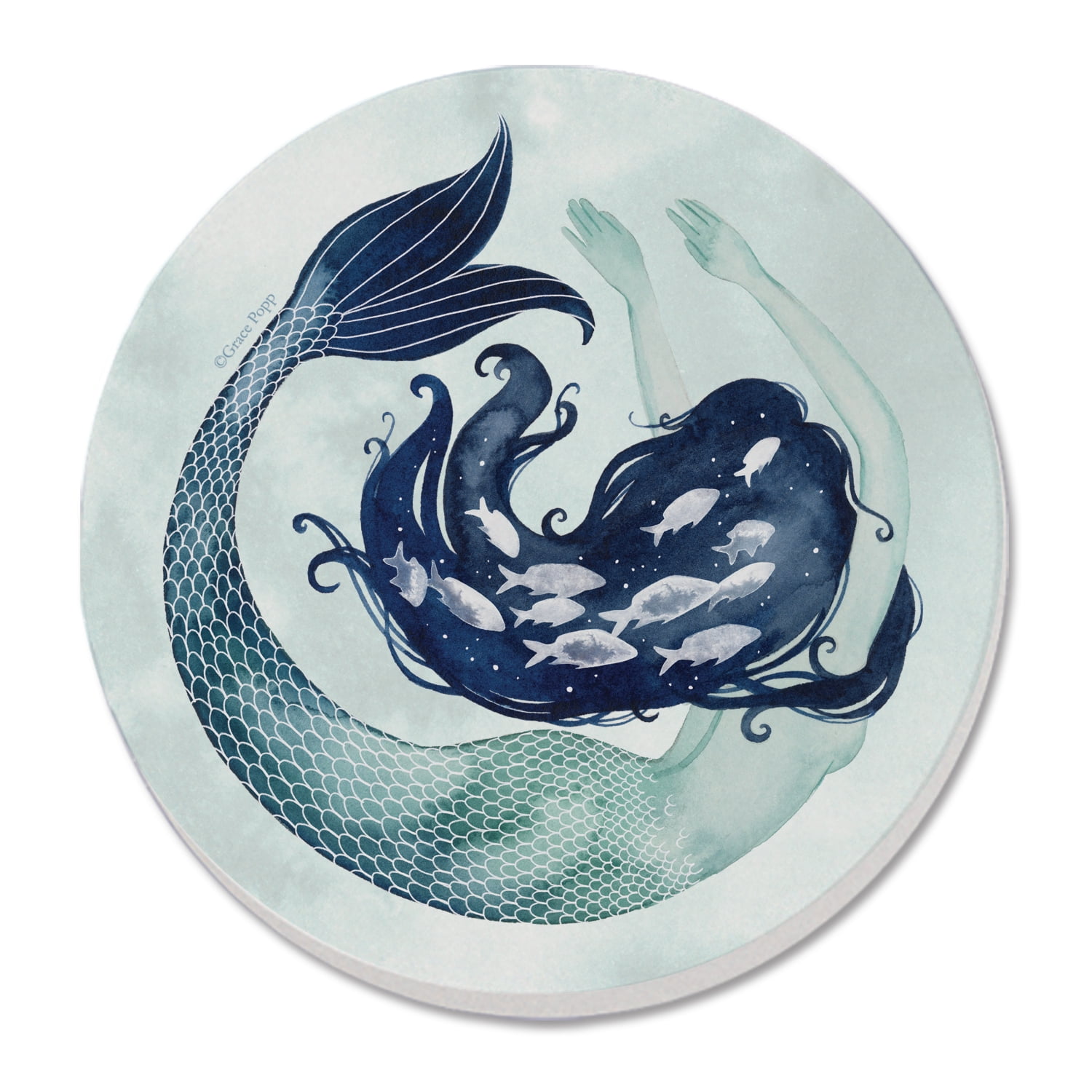 Thirstystone Mermaid 4-Pack Round Absorbent Stone Coasters - Walmart.com