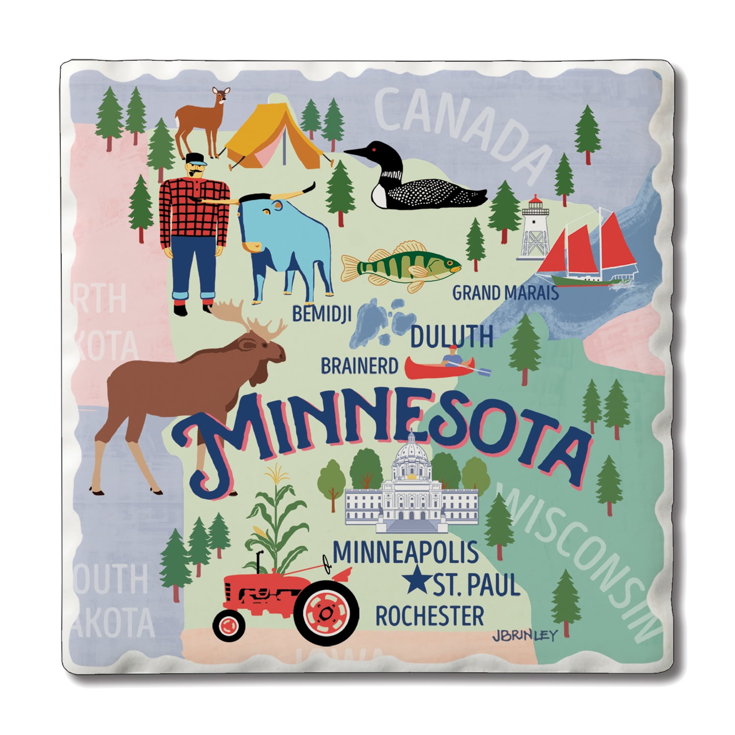 Thirstystone "Minnesota Attractions" 4-Pack Tumbled Tile Coasters ...