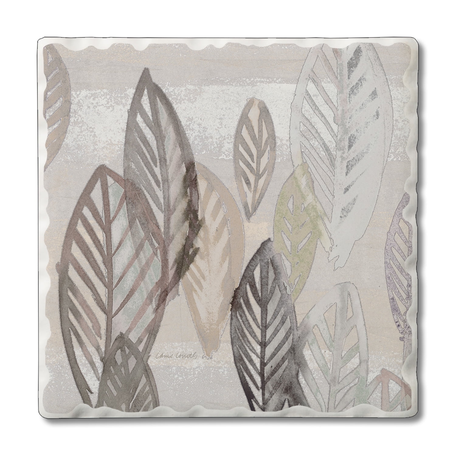 Thirstystone "Modern Leaves" Single Stone Tumbled Tile Coaster ...