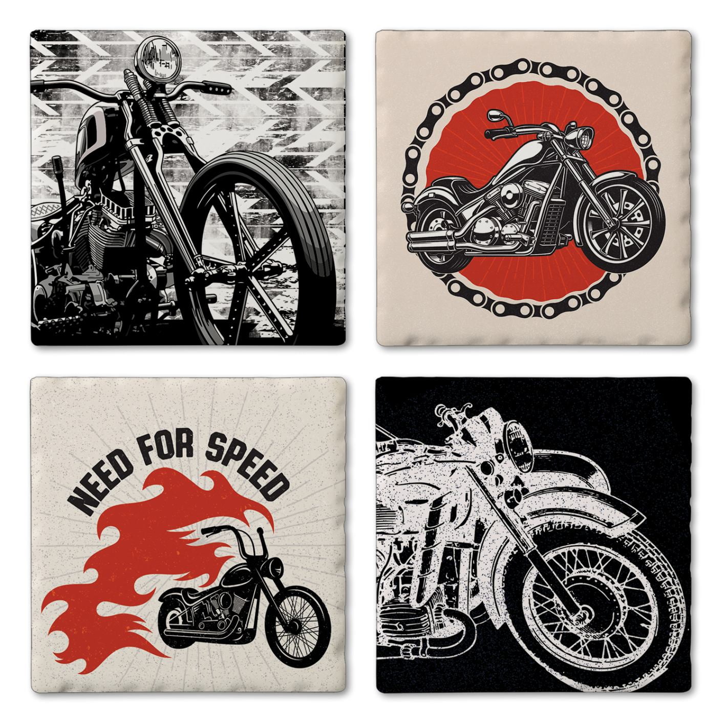 Thirstystone "Motorcycles" 4-Pack Assorted Tumbled Tile Coasters ...