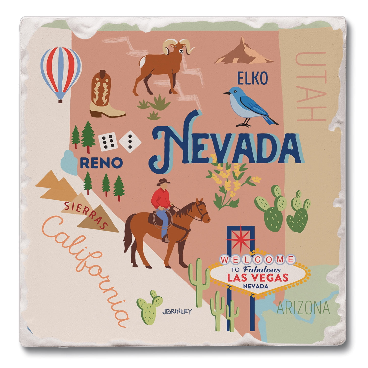 Thirstystone "Nevada Attractions" 4-Pack Tumbled Tile Coasters ...