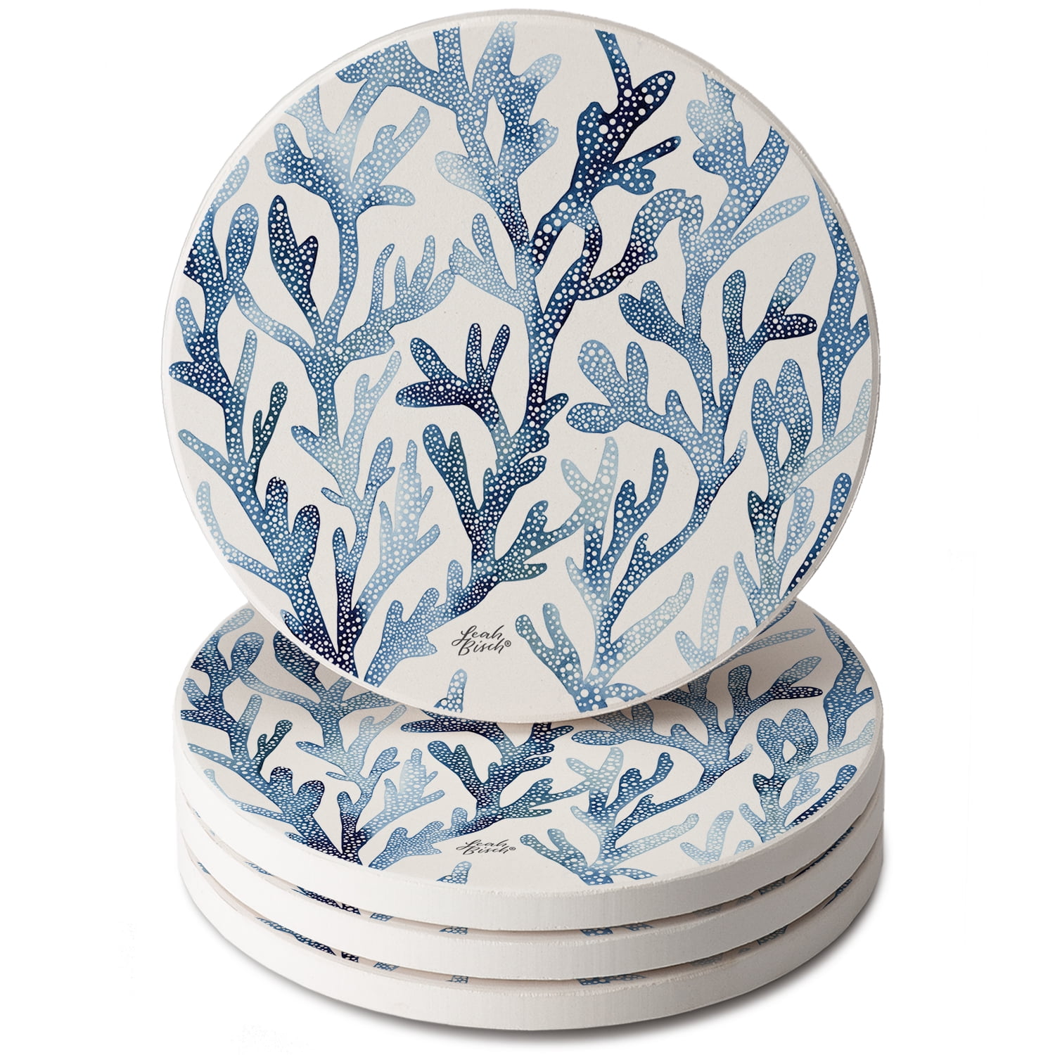 Thirstystone Ocean Coral 4-Pack Round Stone Coasters - Walmart.com