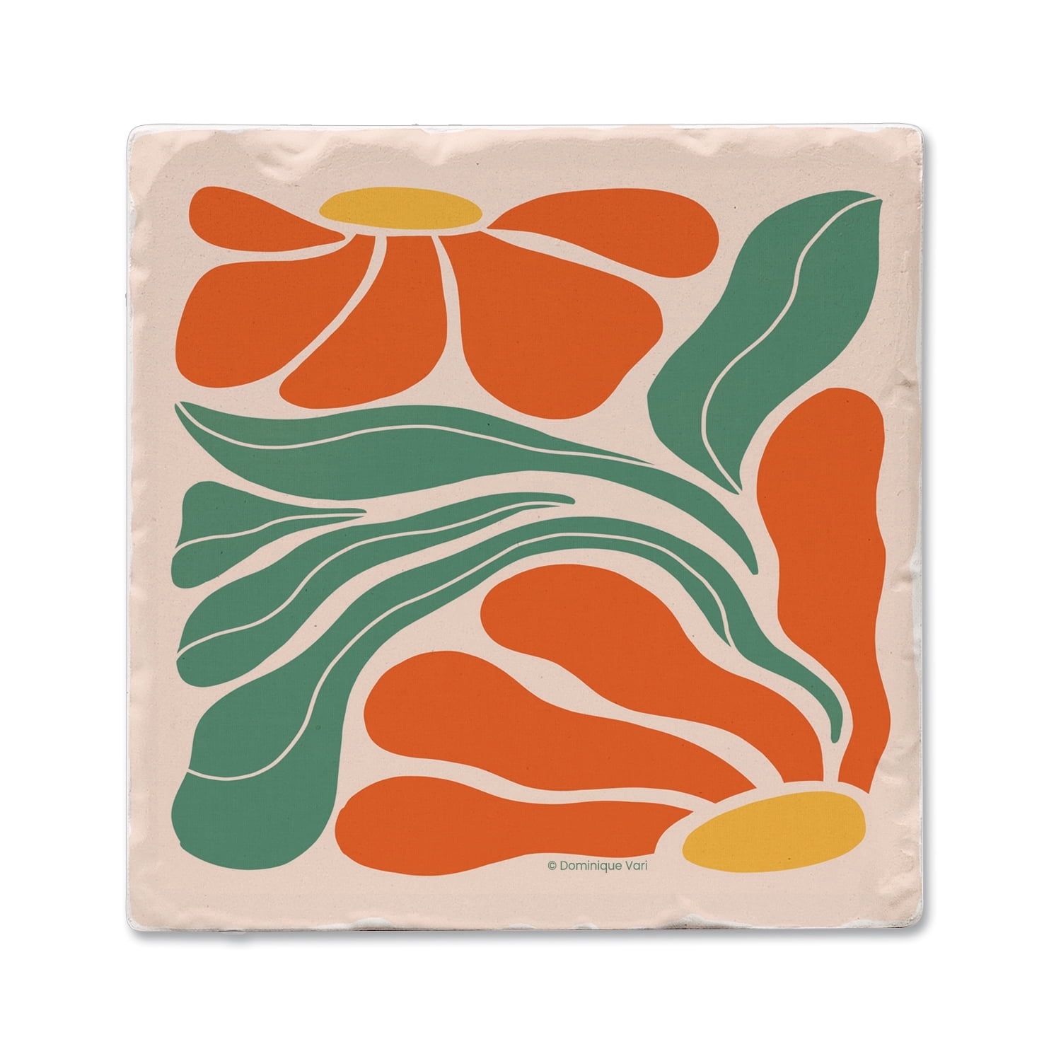 Thirstystone "Orange BOHO Floral" 4-Pack Tumbled Tile Coasters ...