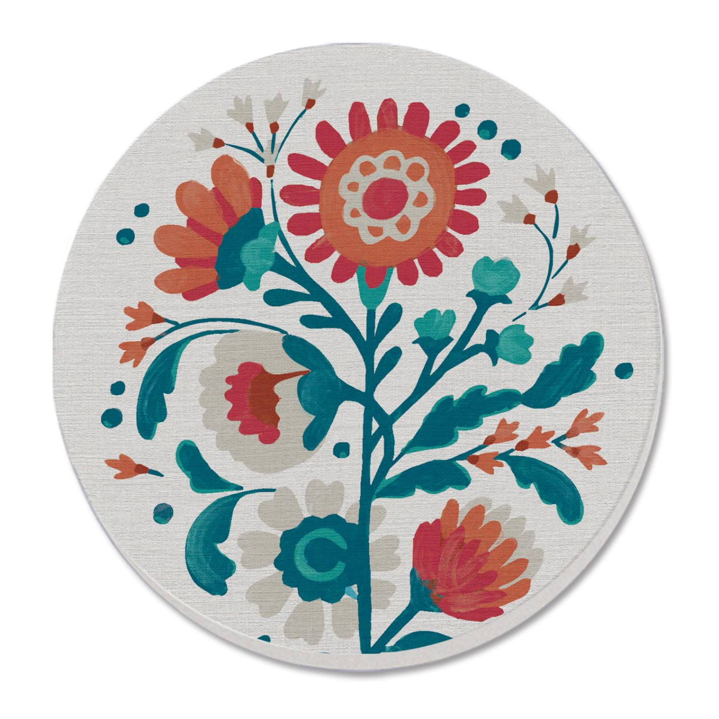 Thirstystone "Otomi Flower" Single Round Absorbent Stone Coaster ...