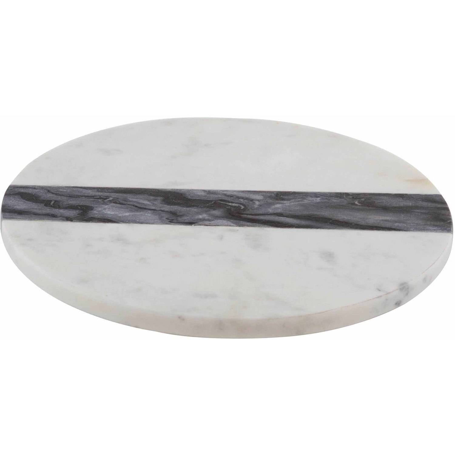 Thirstystone Round White Marble Platter - Black Stripe 11 - Walmart.com