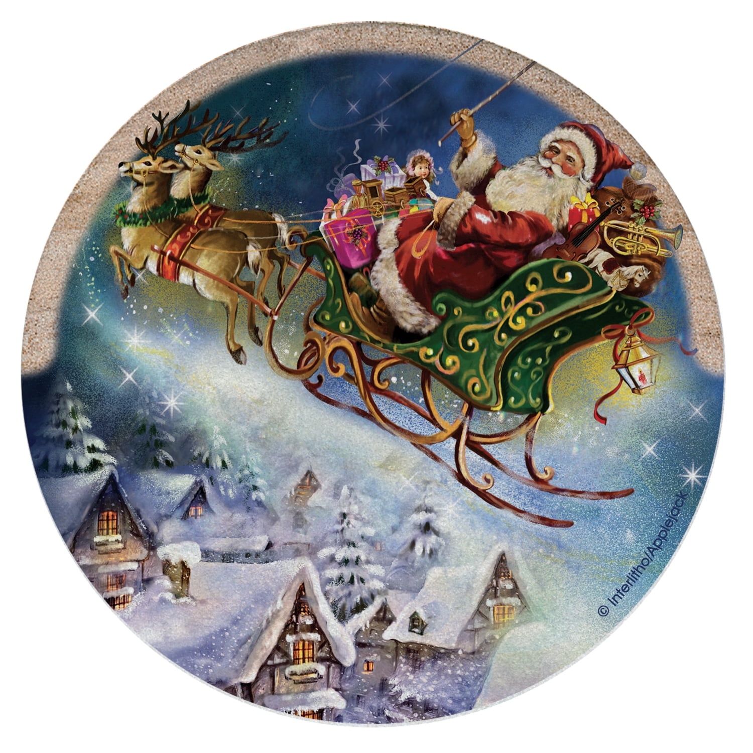 Thirstystone "Santa's Sleigh" 4-Pack Sandstone Coasters - Walmart.com