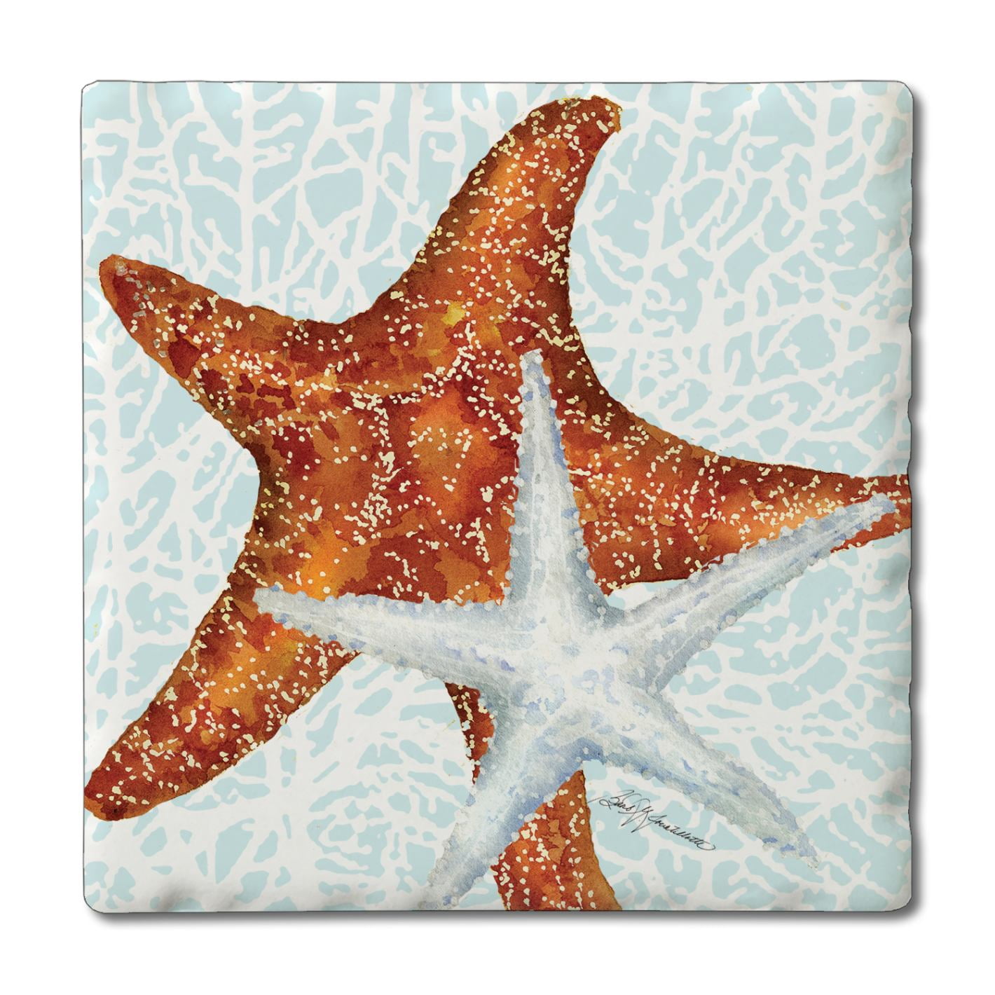 Thirstystone "Seas The Day Starfish" 4-Pack Tumbled Tile Coasters ...