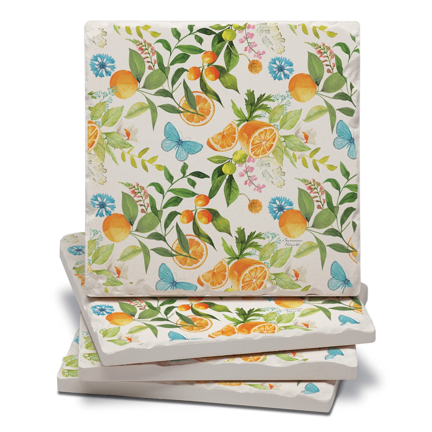 Thirstystone Sweet Clementine 4 Pack Tumbled Tile Coasters - Walmart.com