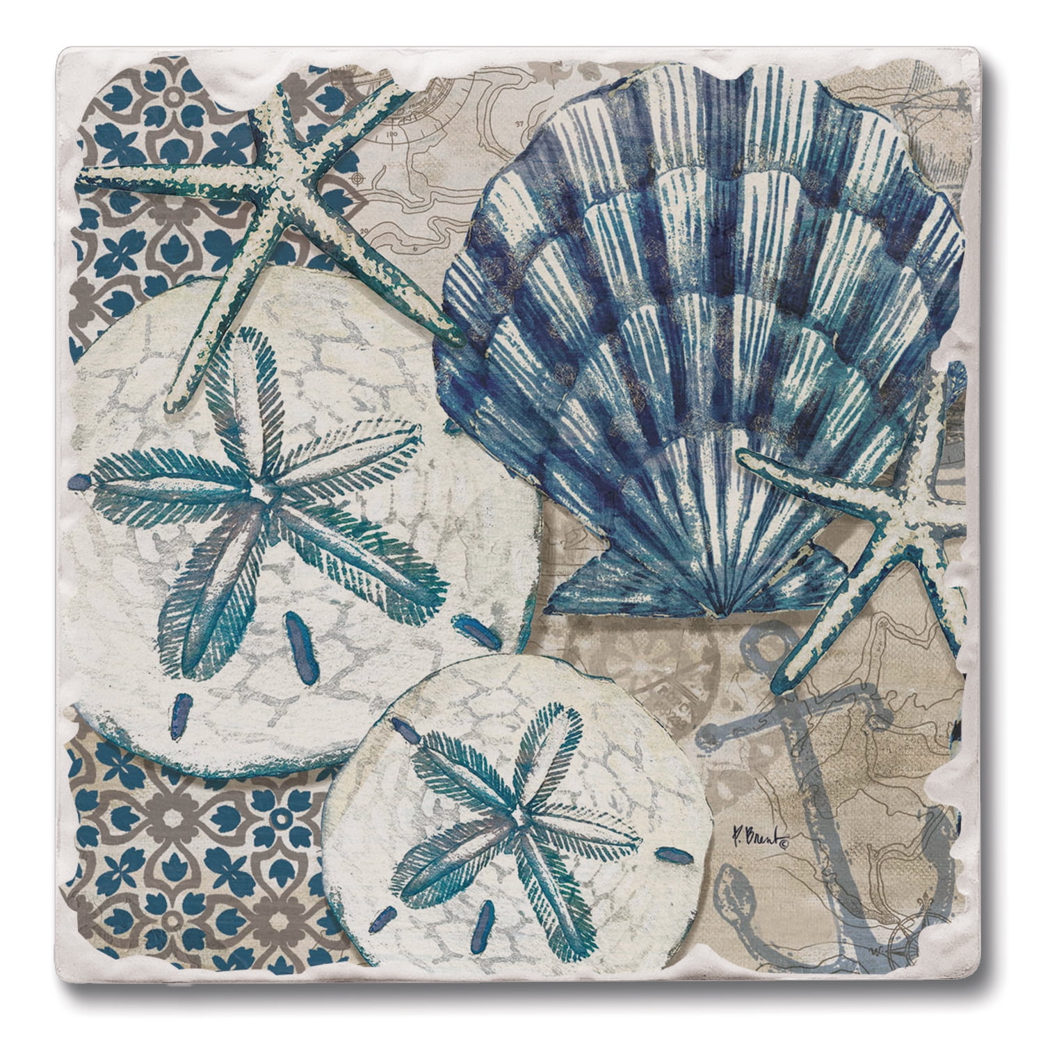 Thirstystone "Tide Pool Shells" 4-Pack Tumbled Tile Coasters - Walmart.com