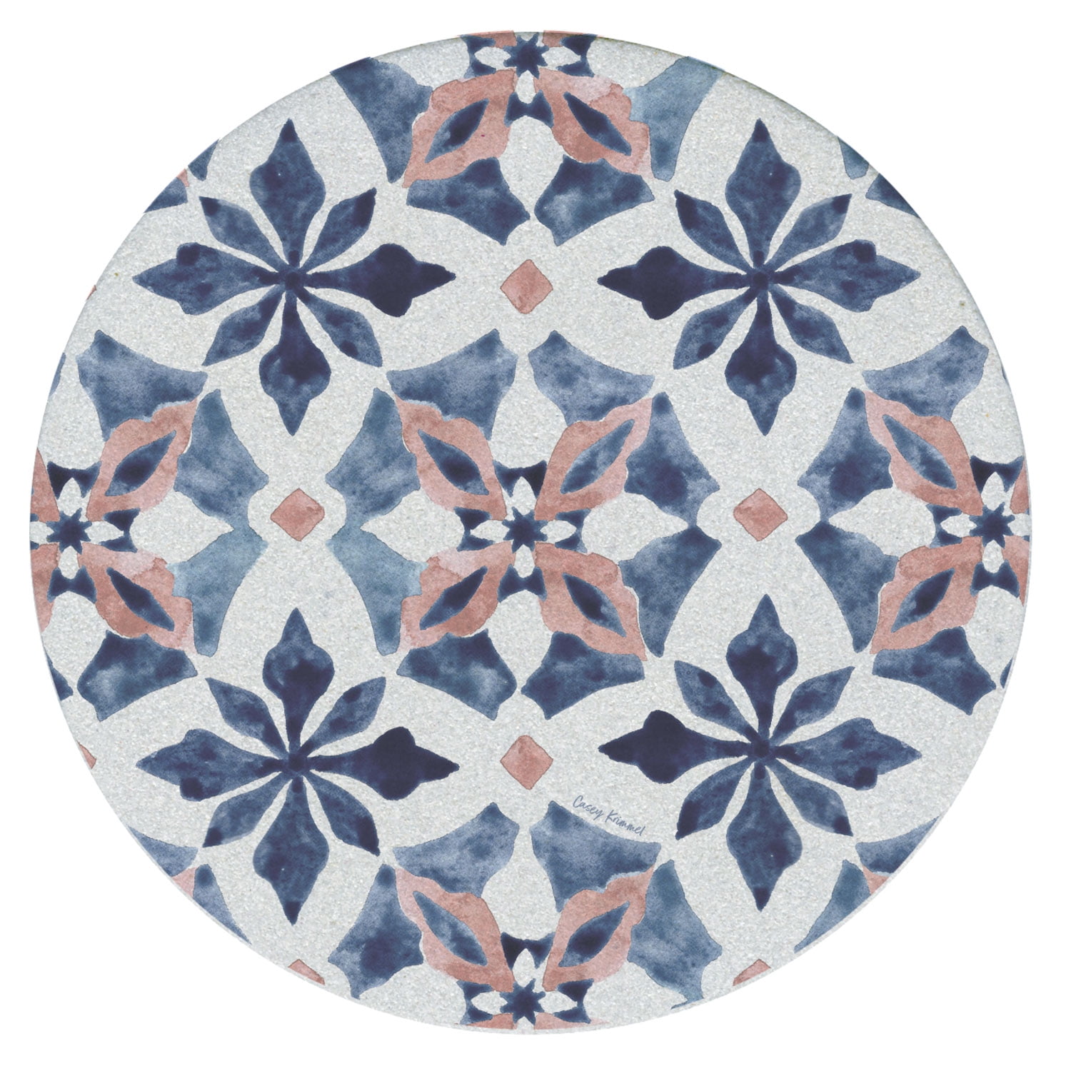 Thirstystone Watercolor Tile Pattern Single Round Natural Sandstone ...