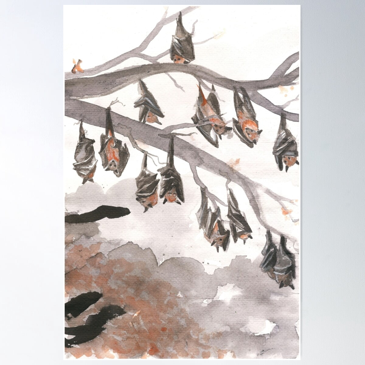 Thirteen Bats Poster Wall Art, Modern Wall Decor For Living Room ...