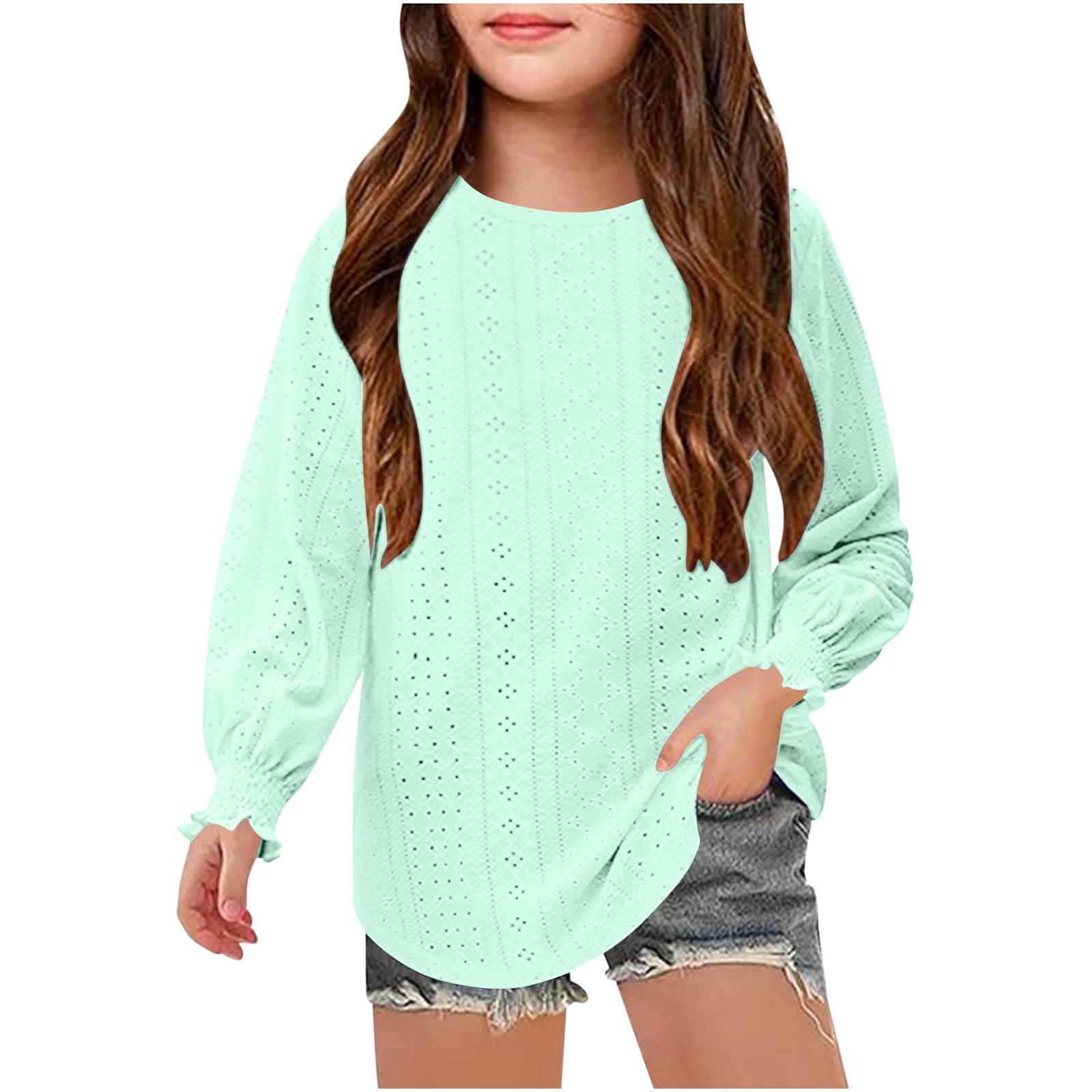 Thirts for Girls Long Sleeve Tops Tee Shirts Cute Fall Fashion Crewneck ...