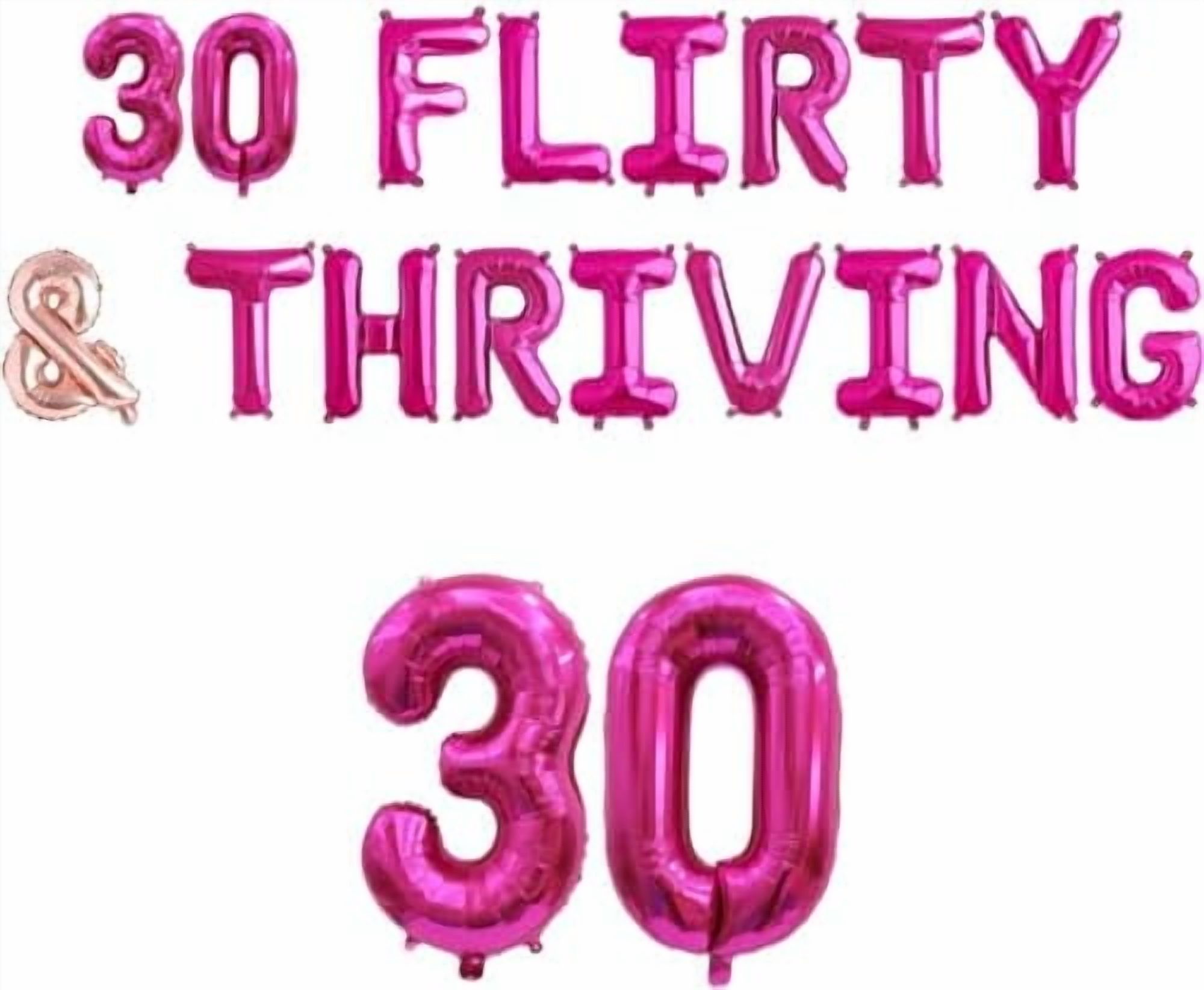 Thirty Flirty And Thriving Balloon Banner Hot Pink 30 Mylar Balloon ...