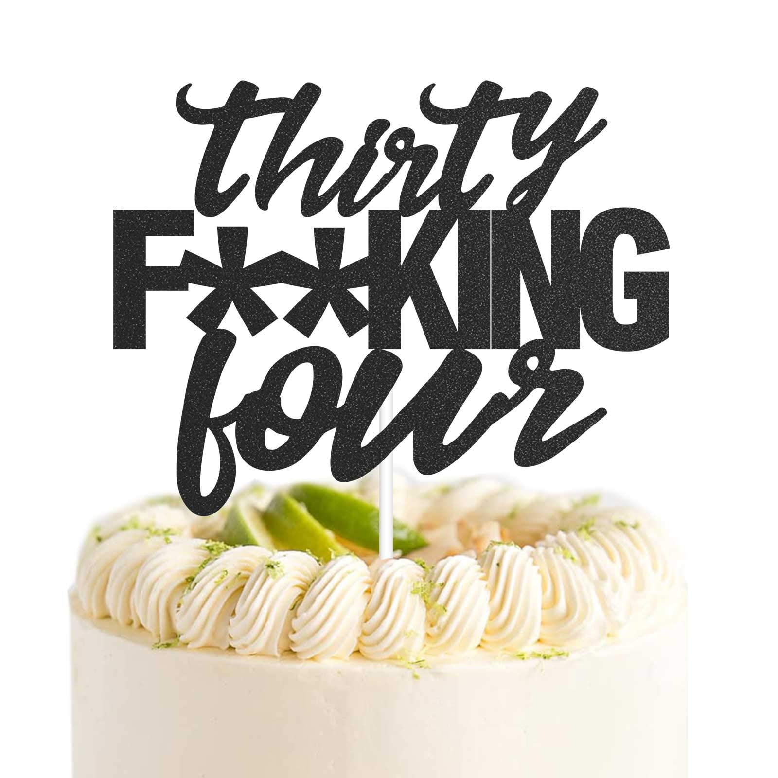 Thirty Four Black Glitter Cake Toppers RST1 34 Years Old 34th Birthday ...