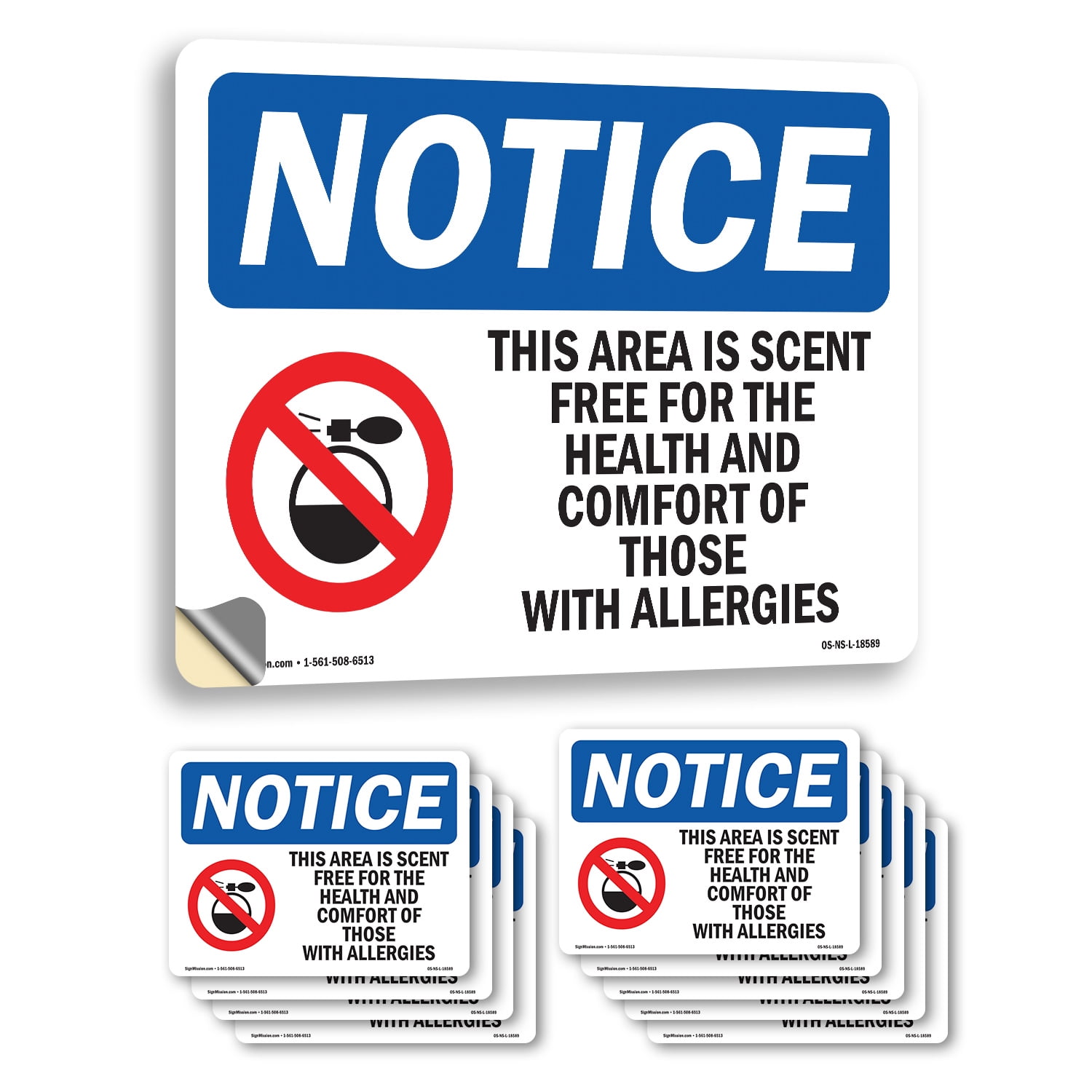 This Area Is Scent Free For With Symbol OSHA Notice Vinyl Decal Label 5 ...