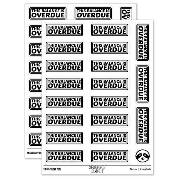 This Balance is Overdue Billing Payment Sticker Set - White - Gloss ...