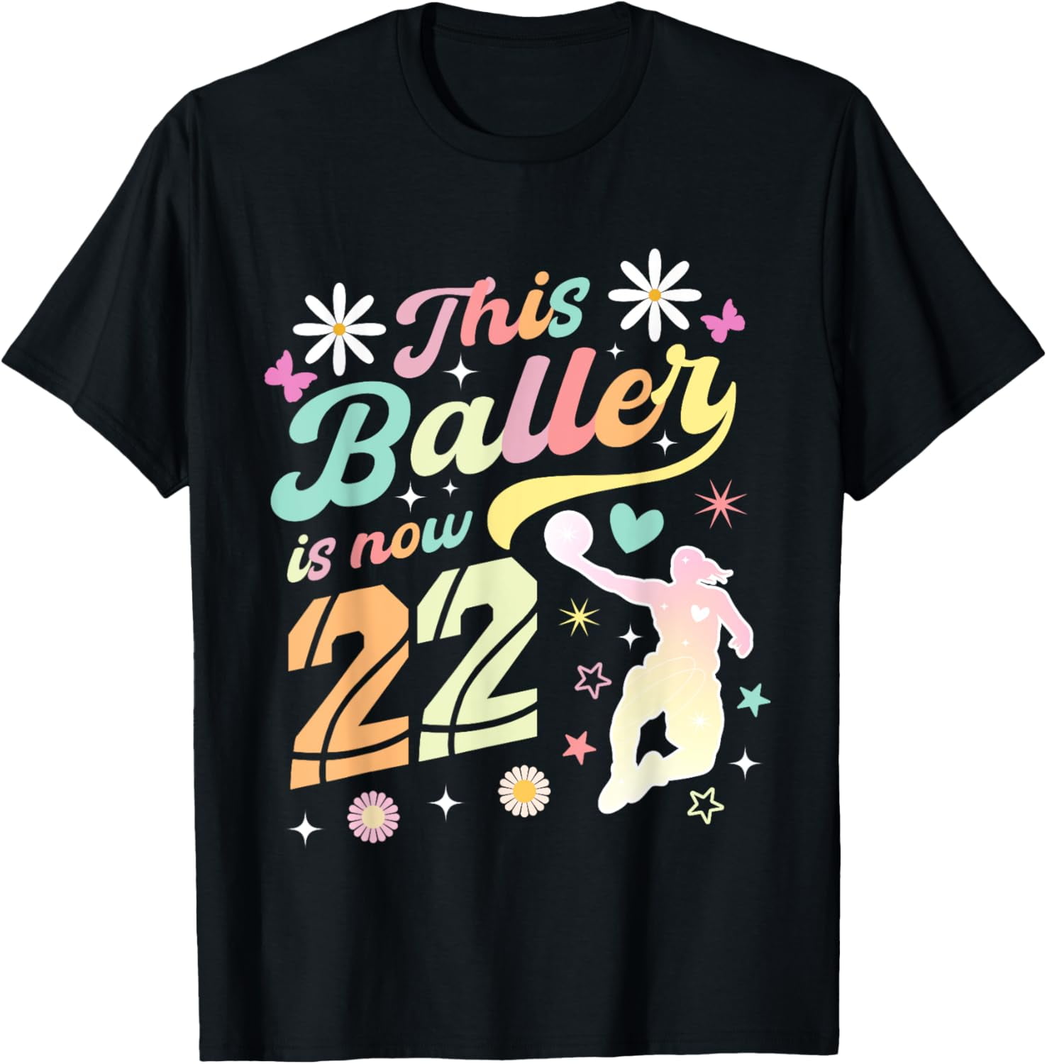 This Baller Is Now 22 Year Old Basketball 22th Birthday Girl T-Shirt ...