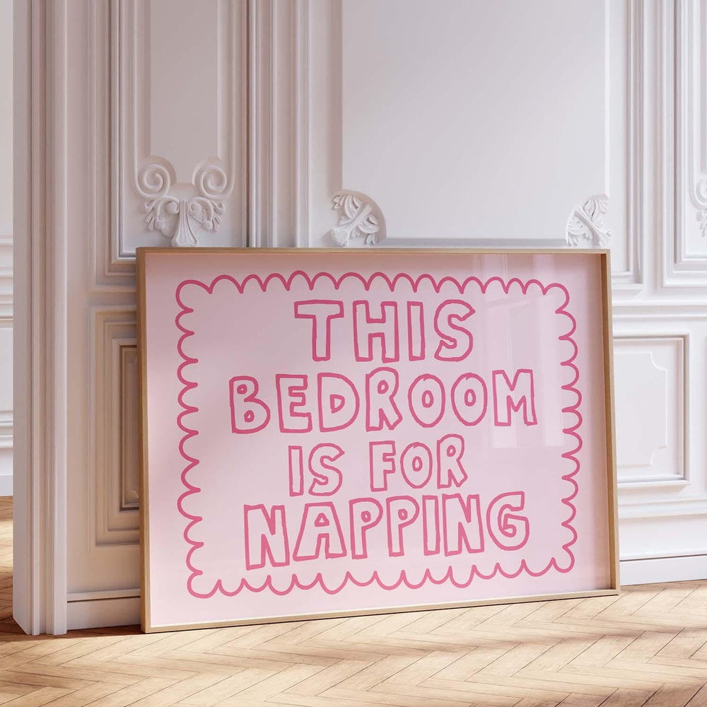 This Bedroom Is For Napping Print: Trendy Pink Wall Art UNFRAMED PAPER ...